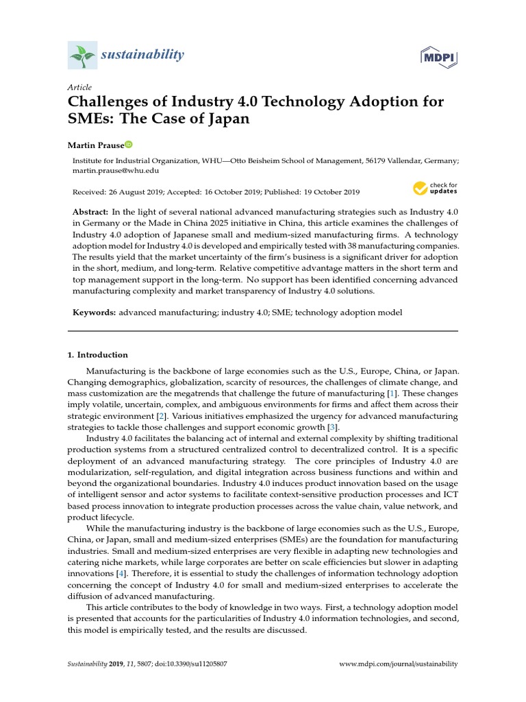 Challenges of Industry 4.0 Technology Adoption 2019 | PDF | Innovation ...