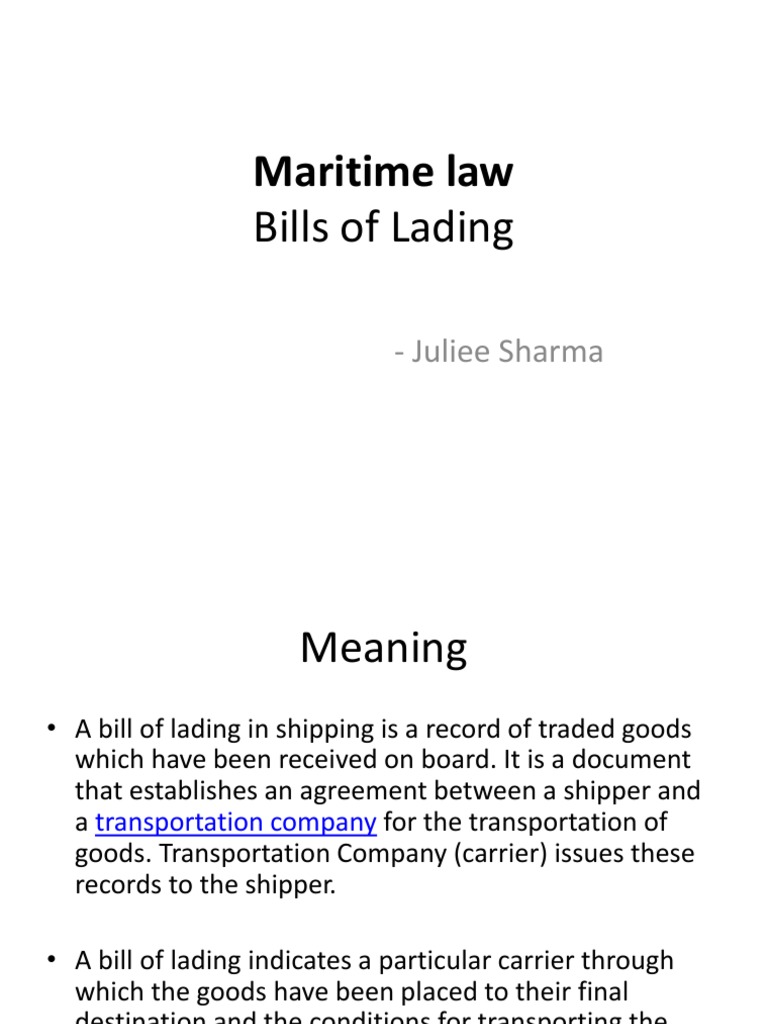 Understanding Bills of Lading: Functions, Types and Importance in ...