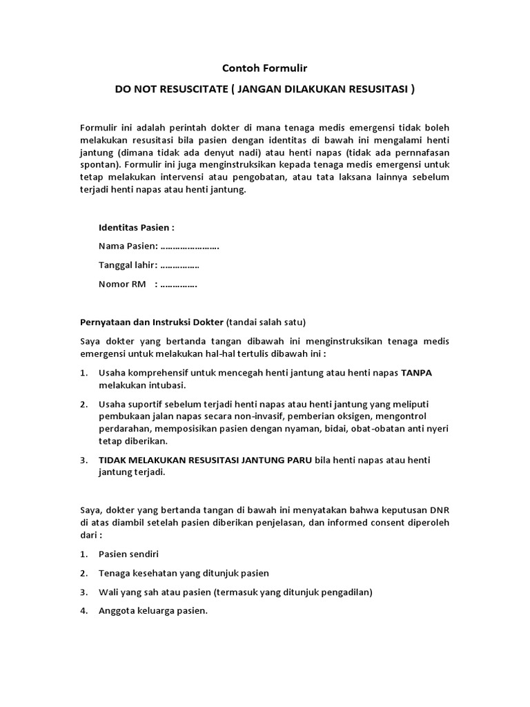 Contoh Formulir DNR | PDF