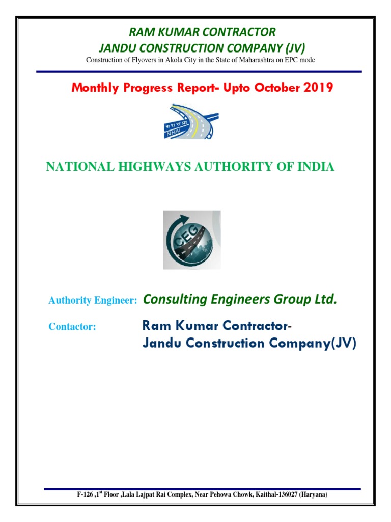 Monthly Progress Report-Upto October 2019: Ram Kumar Contractor Jandu ...