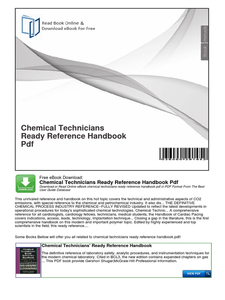 Chemical Technicians Ready Reference Handbook PDF | PDF | Books | Pharmacy