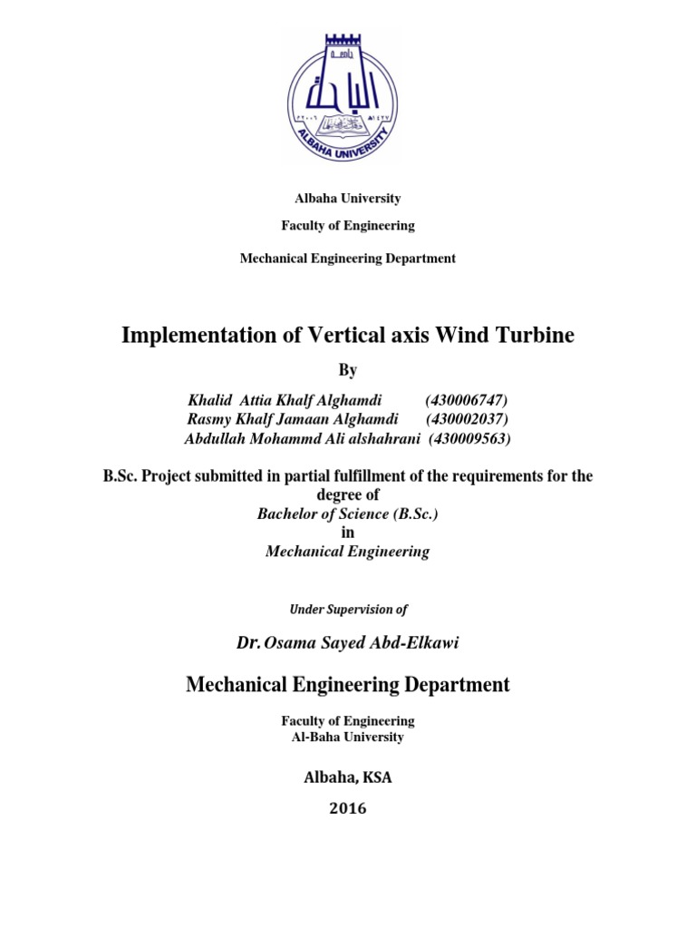 Implementation of Vertical Axis Wind Turbine | PDF | Wind Turbine | Turbine