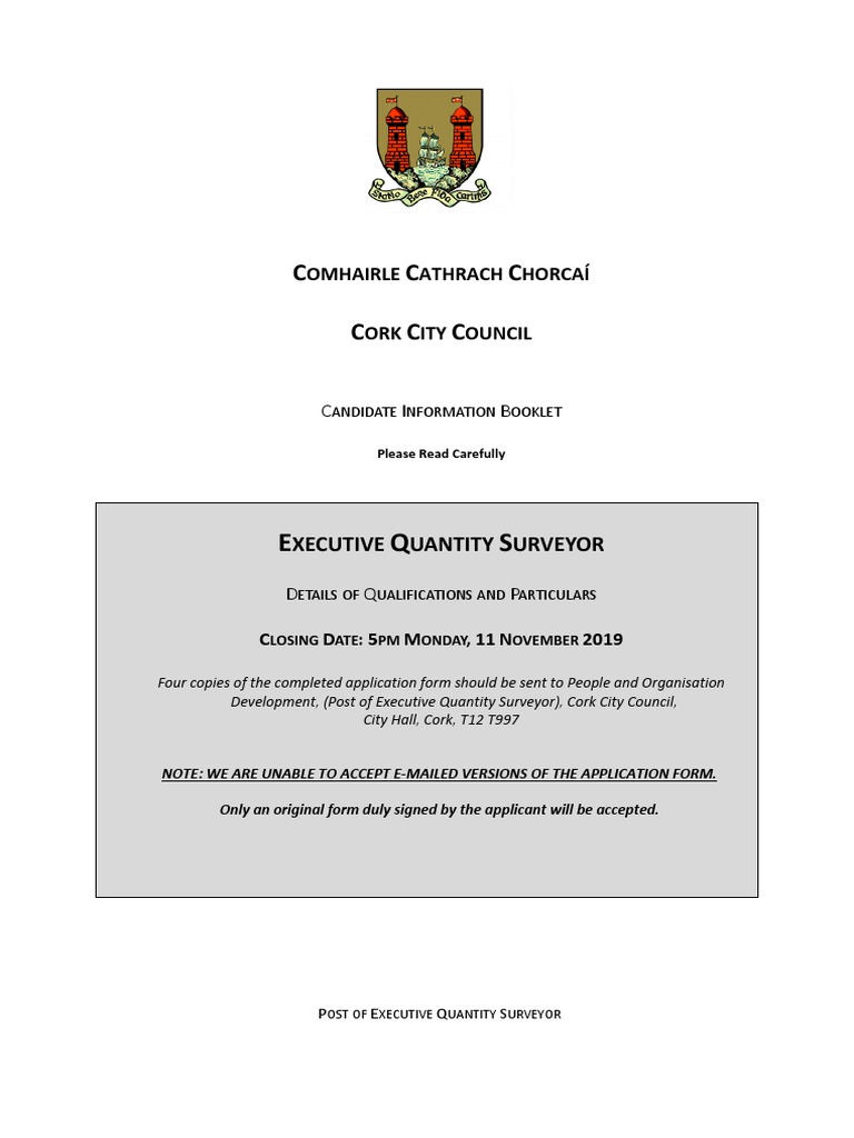 Candidate Information Booklet Executive Quantity Surveyor | Download ...