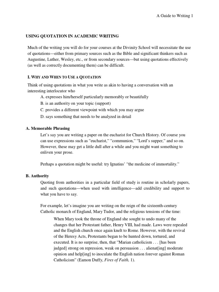 Effective Quotation in Academic Writing | PDF | Plagiarism | Exegesis