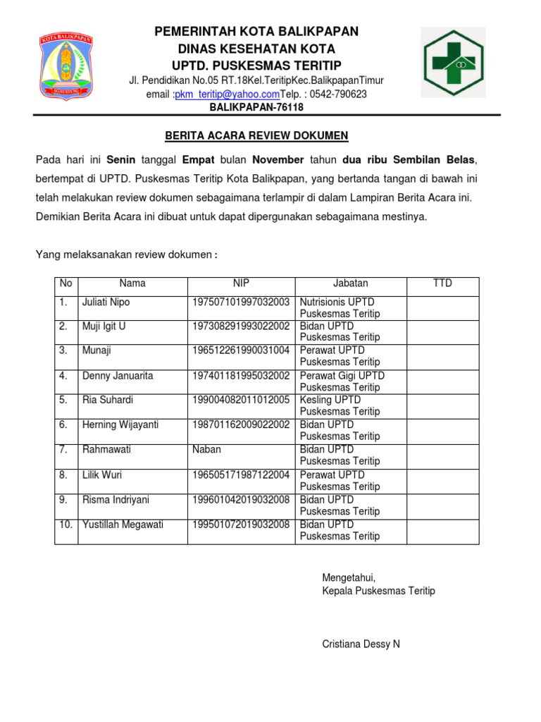 Review Dokumen Puskesmas Teritip | PDF