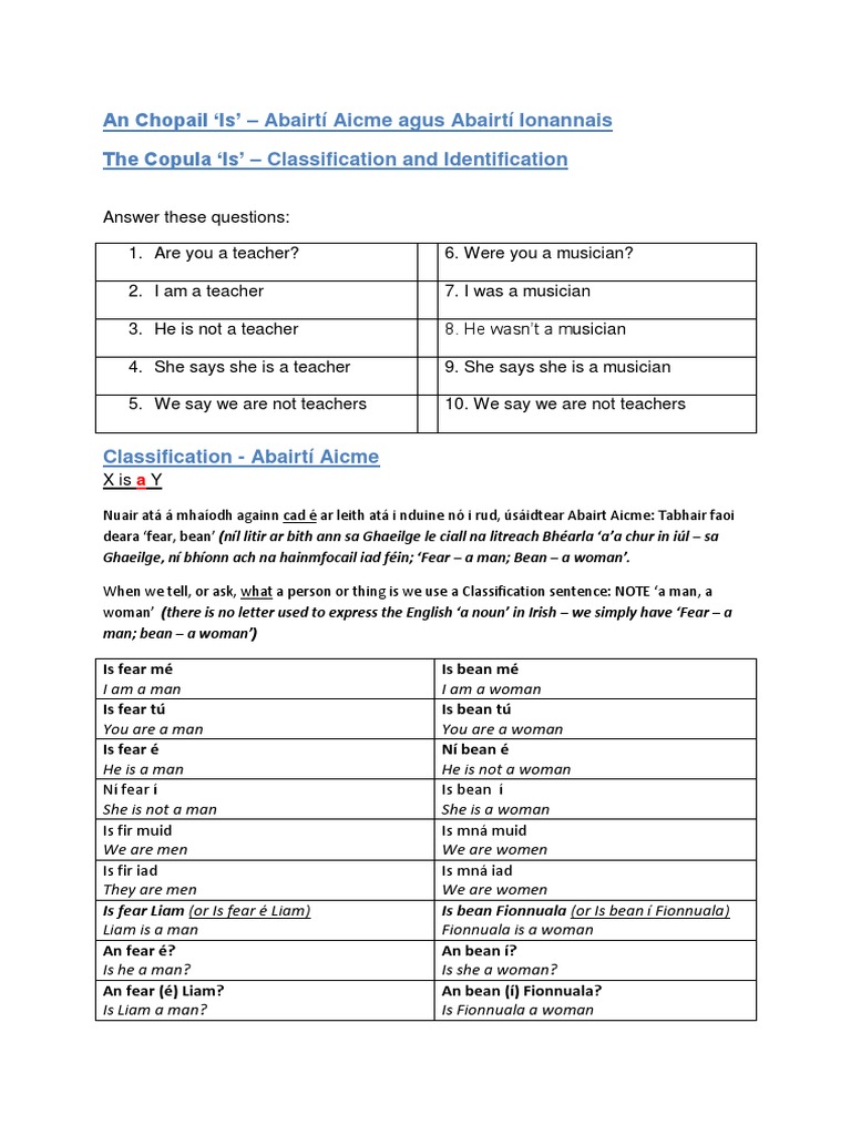 Understanding An Chopail 'Is' in Irish | PDF | Semiotics | Linguistic ...