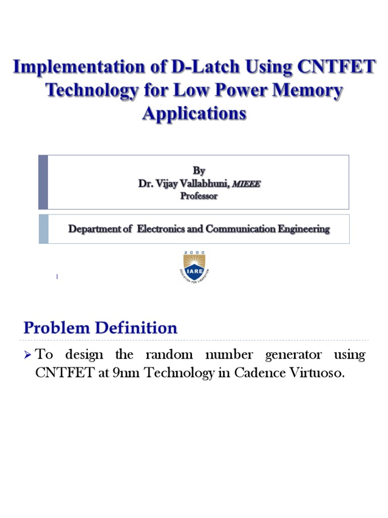 CNTFET Based Random Number Generator Design Using Cadence Virtuoso | PDF