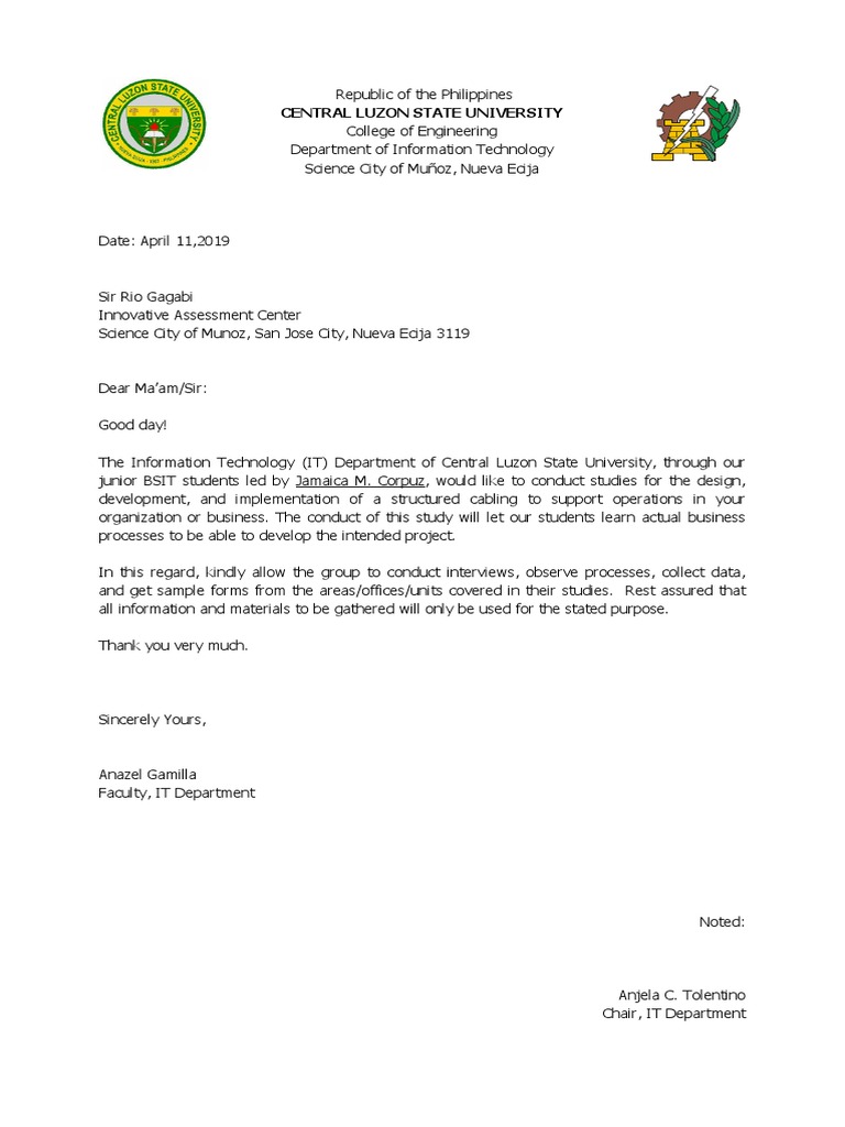 Letter of Intent To Conduct A Study | PDF