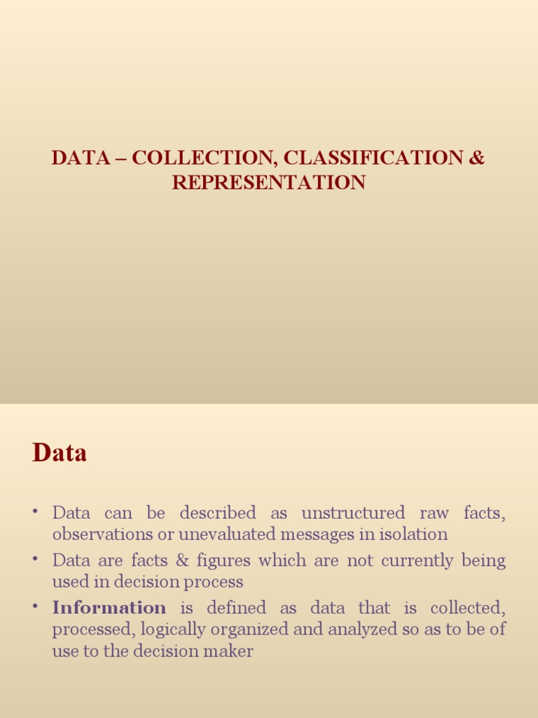 Data - Collection, Classification & Representation | PDF | Data | Probability Distribution