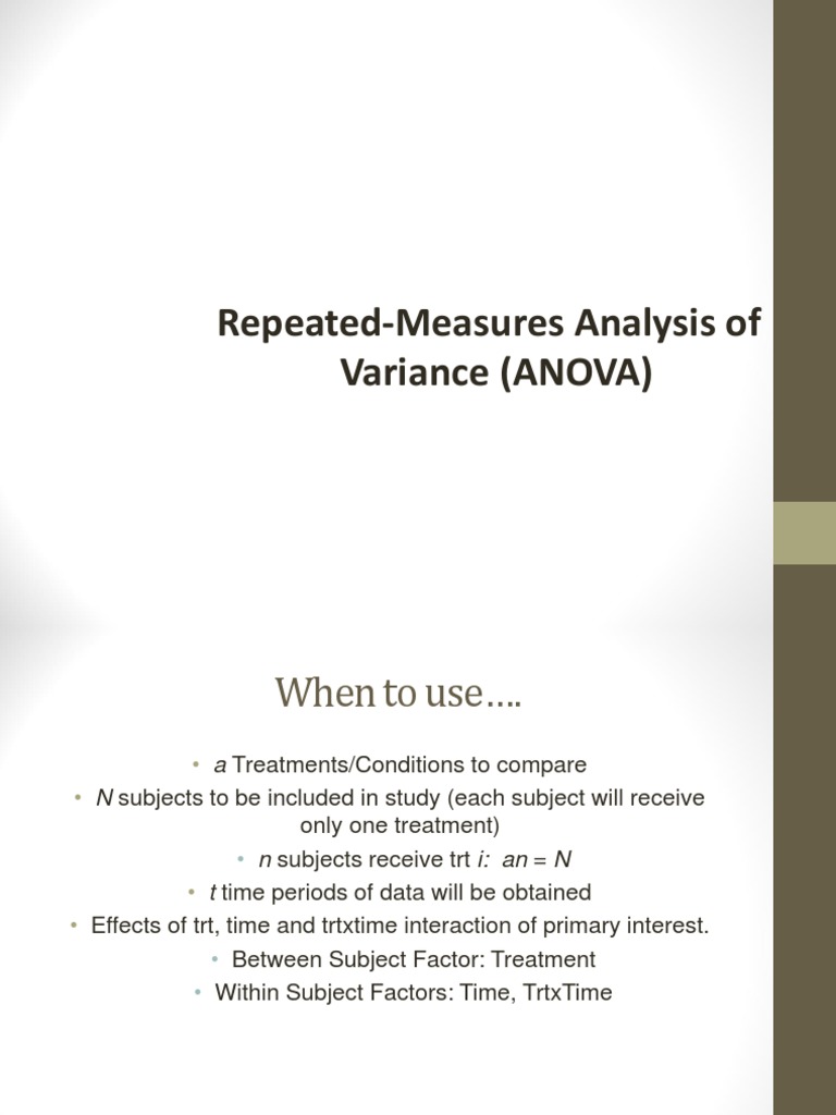 Repeated-Measures ANOVA Guide | PDF | Analysis Of Variance | Tests