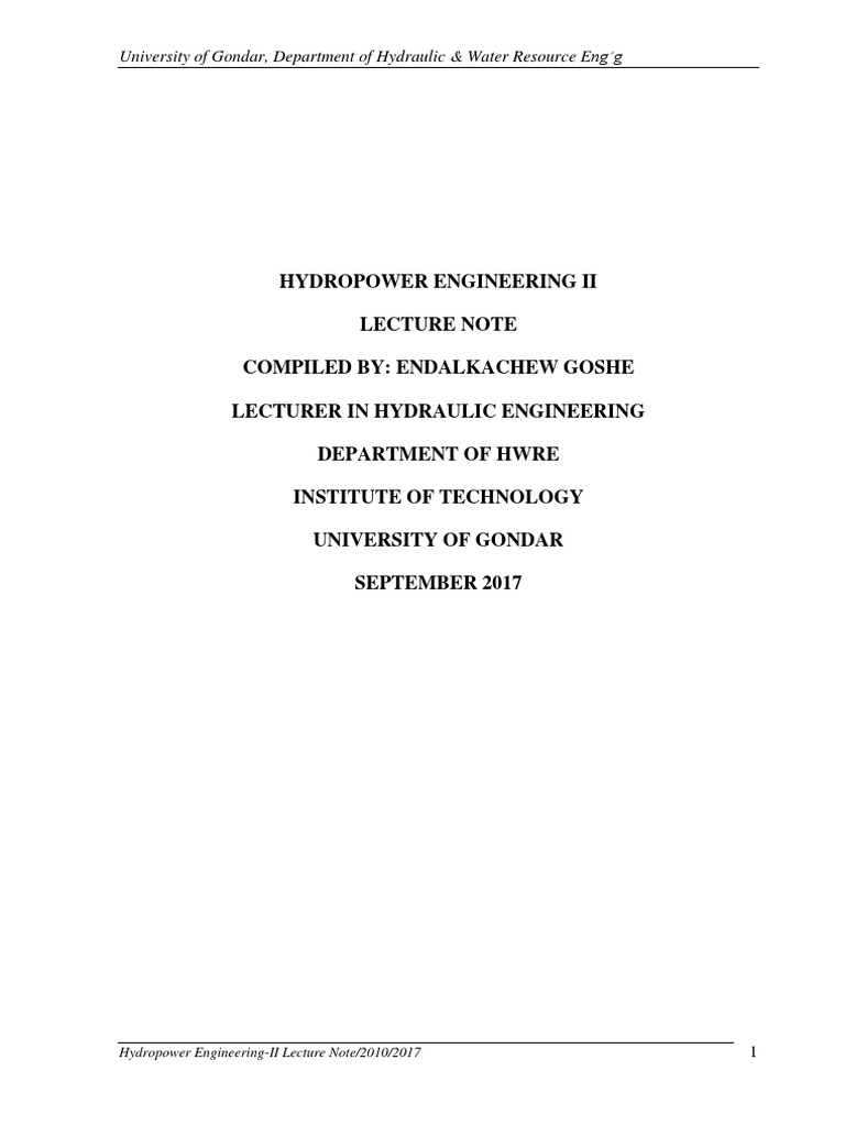 Hydropower Engineering-II PDF | PDF | Electric Generator | Turbine