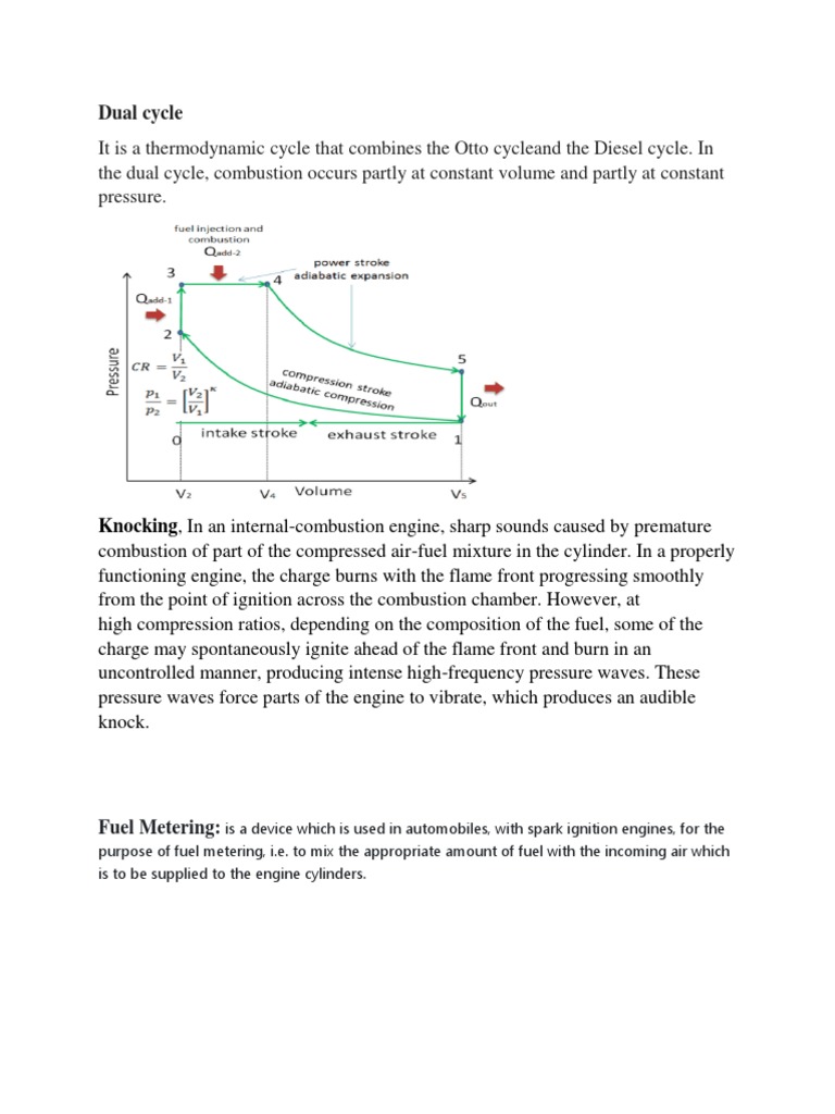 Dual cycle combines Otto and Diesel cycles | PDF