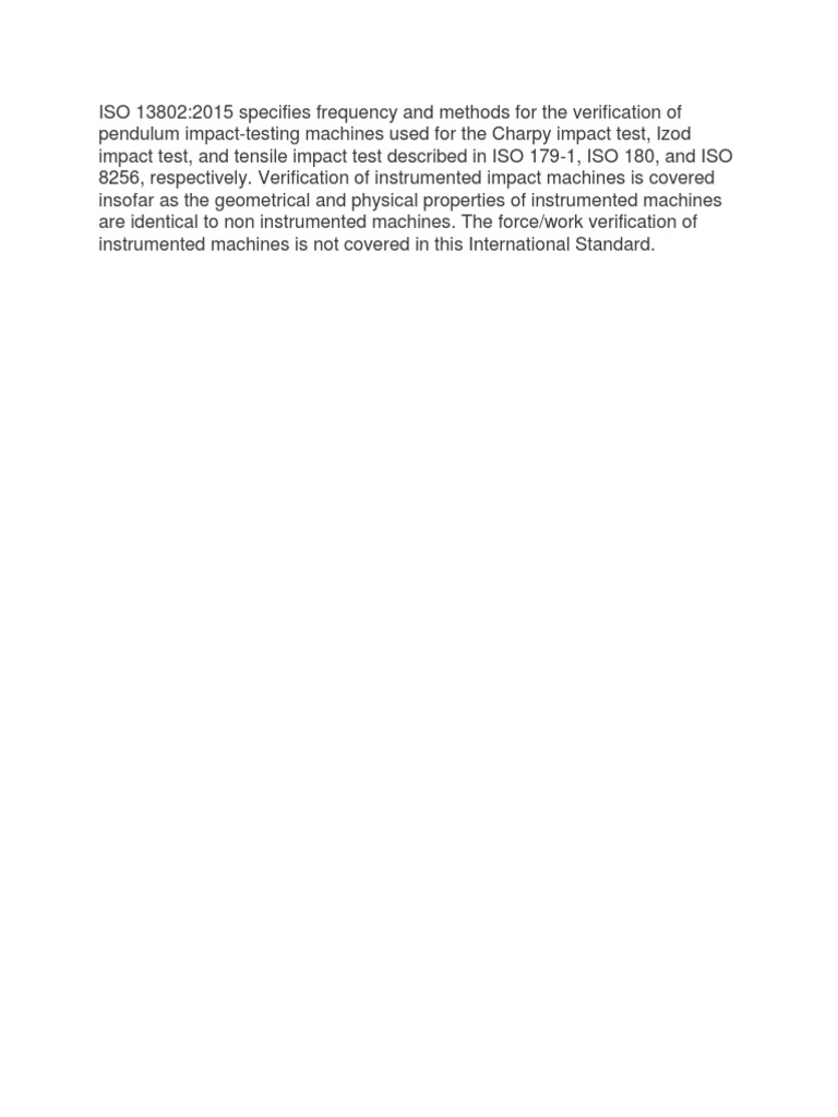 ISO 13802:2015 Impact Test Verification | PDF
