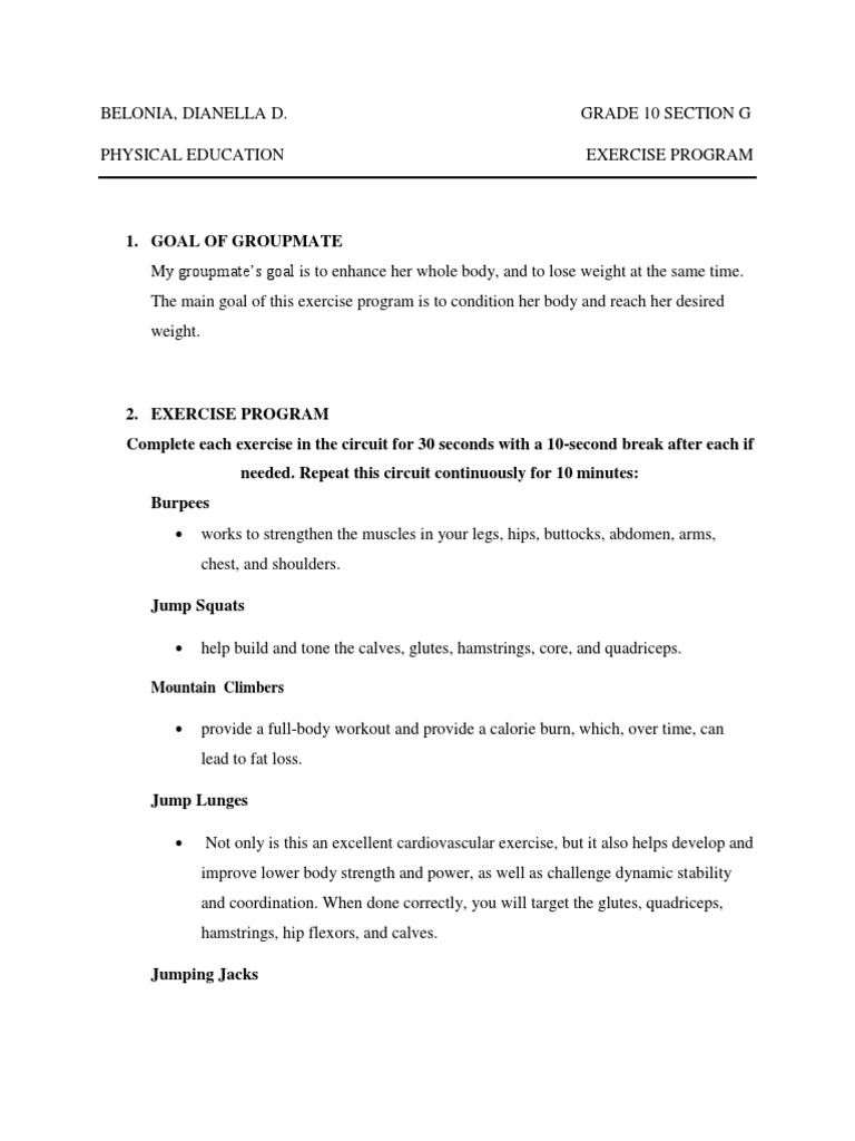 Exercise Program | PDF