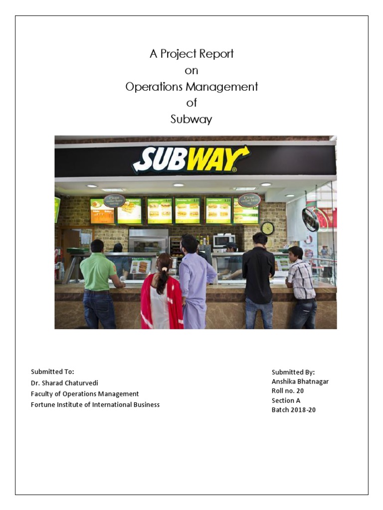 Subway Operations Management Overview | PDF | Cooking | Food And Drink ...