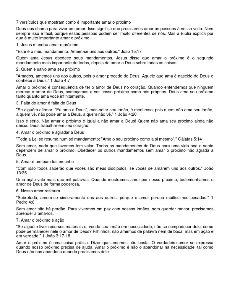 7 Versículos Que Mostram Como É Importante Amar o Próximo | PDF | Os ...