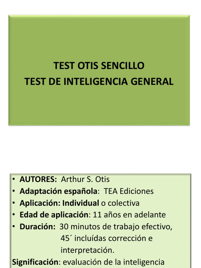 Test Otis Sencillo: Evaluación de Inteligencia | PDF | Crecimiento ...