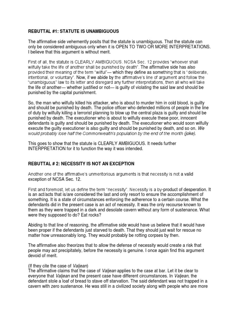 Rebuttal #1: Statute Is Unambiguous | PDF | Capital Punishment ...