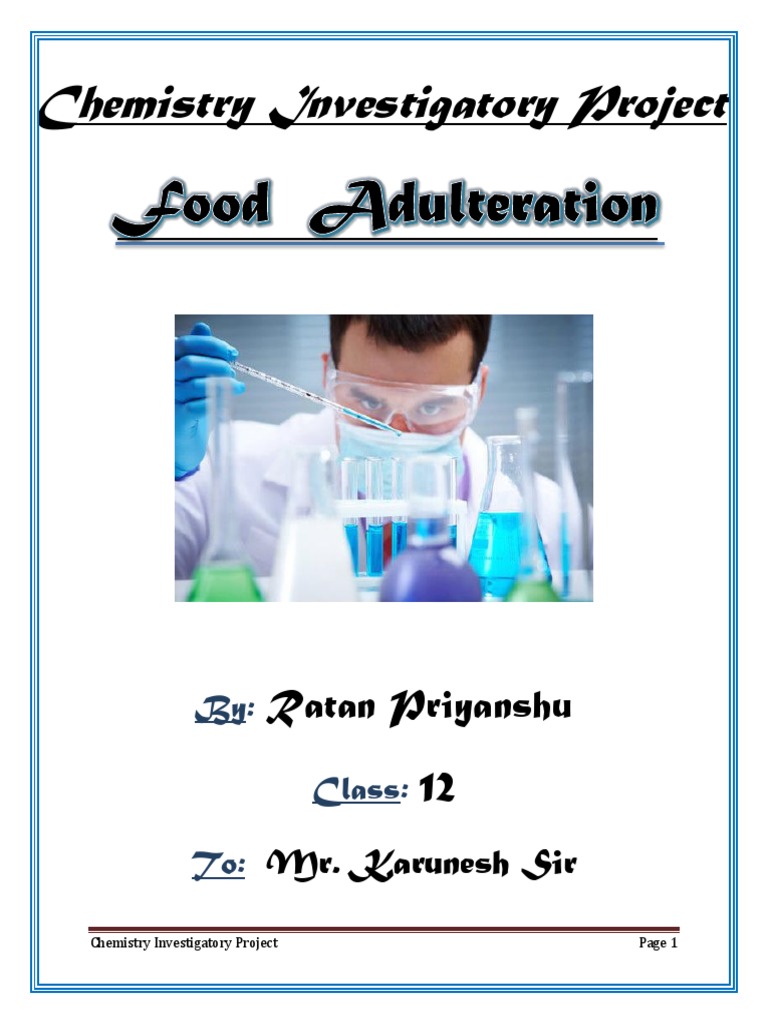 Chemistry Investigatory Project Cover Page