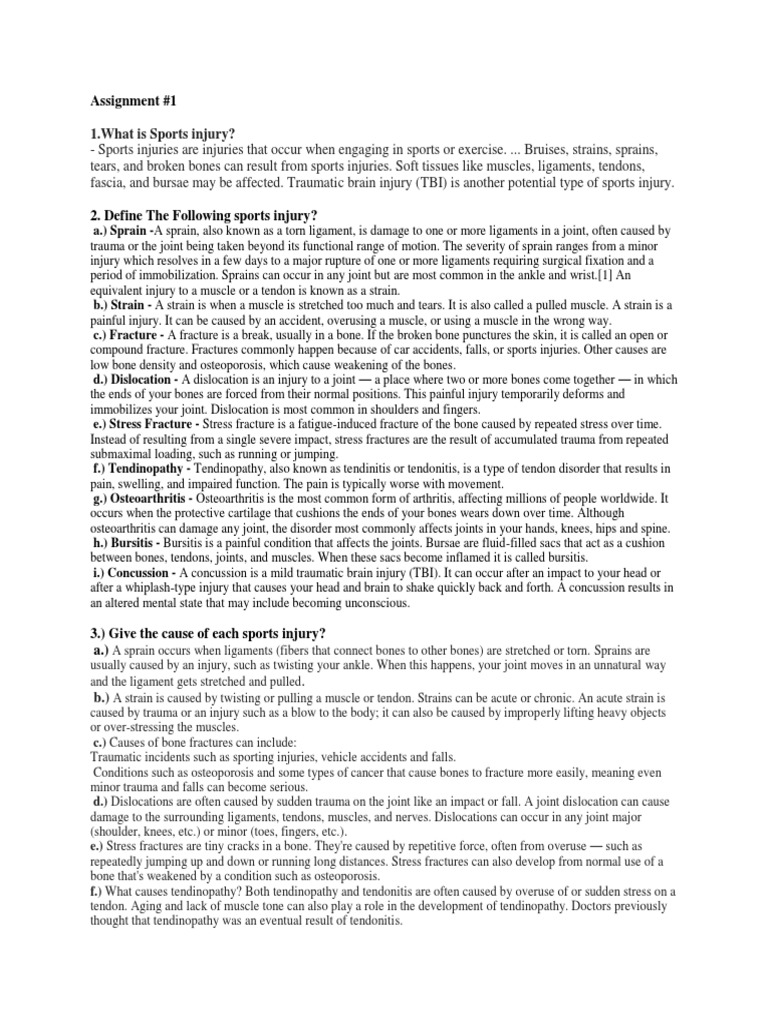 1.what Is Sports Injury?: Assignment #1 | PDF | Knee | Joint