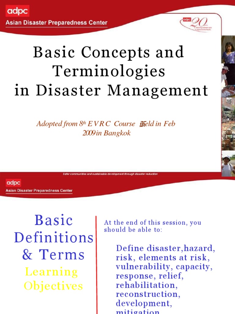 Basic Concepts and Terminologies in Disaster Management: Eld in Feb ...