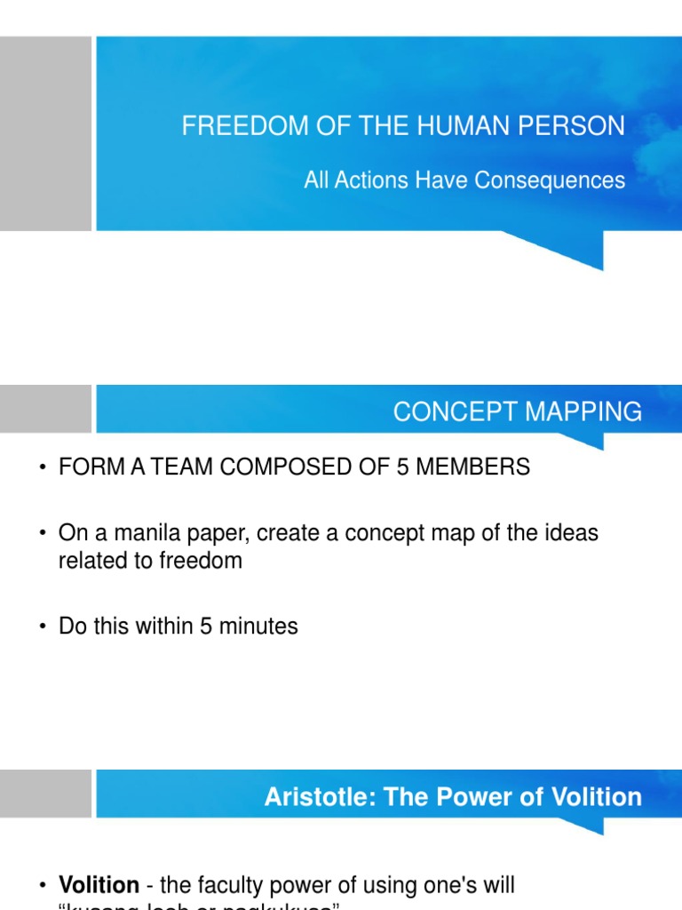 Freedom of The Human Person: All Actions Have Consequences | Download ...