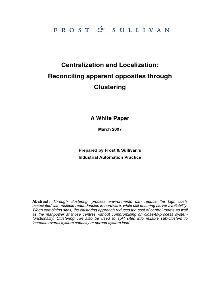 Clustering White Paper | PDF | Automation | Scada