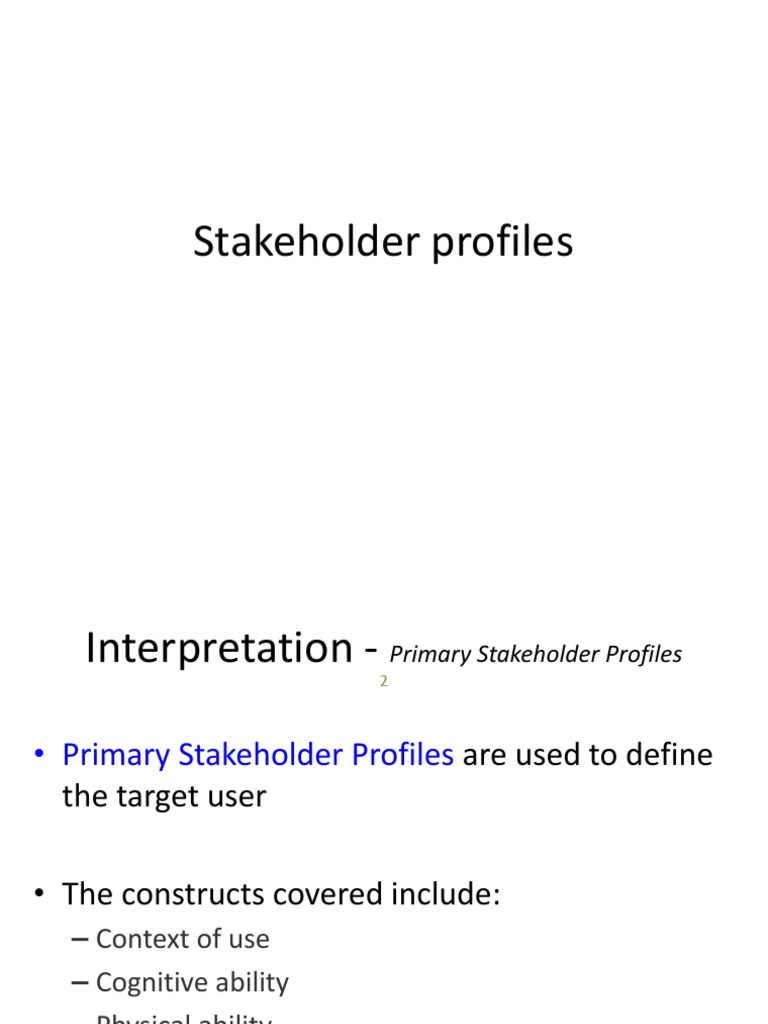 Primary Stakeholder Profiles Overview | PDF | Project Management ...