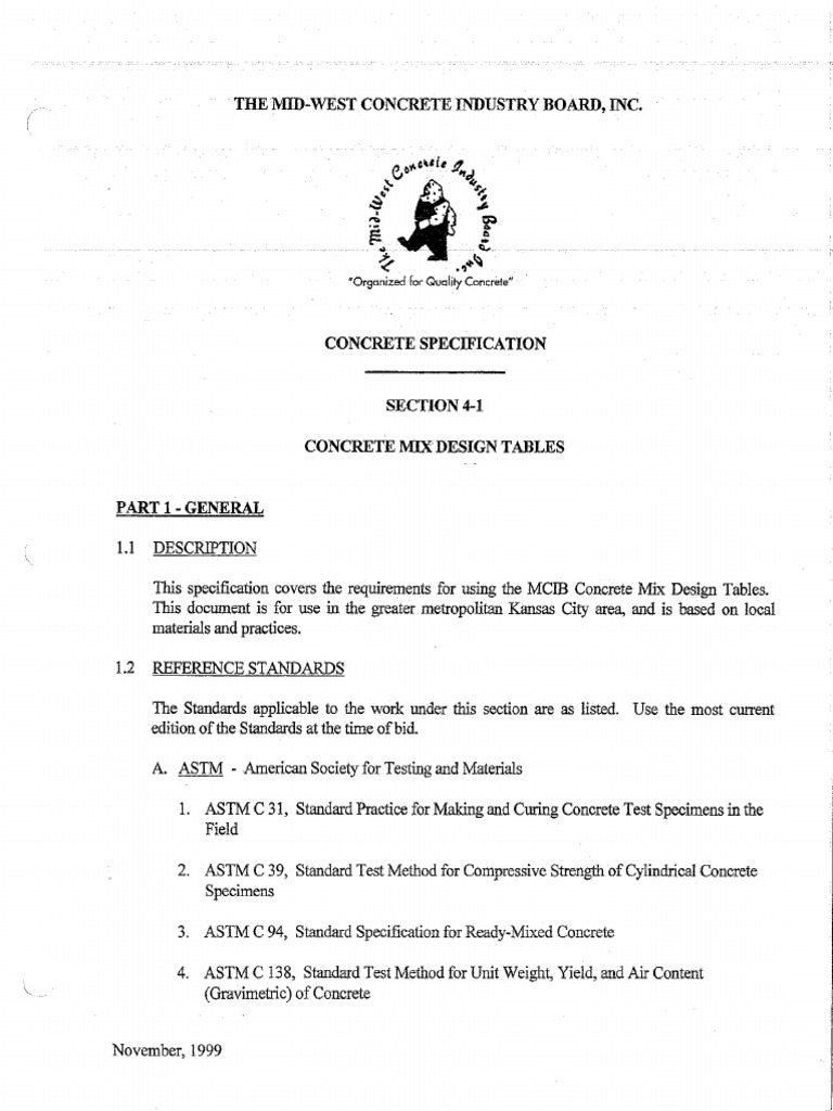 Section 4-1 - Concrete Mix Design Tables | PDF