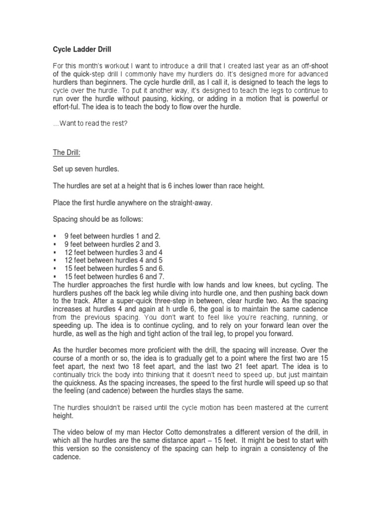 Cycle Ladder Drill: Subscribe Now! | PDF | Athletic Sports | Sport Of ...