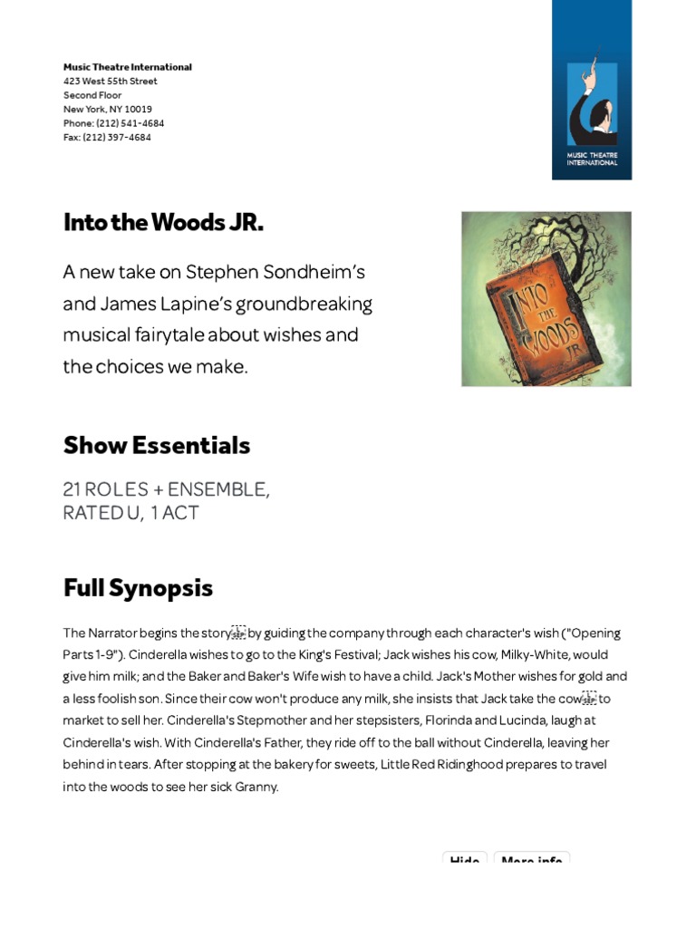Into The Woods JR - MTI Europe | PDF | Rapunzel