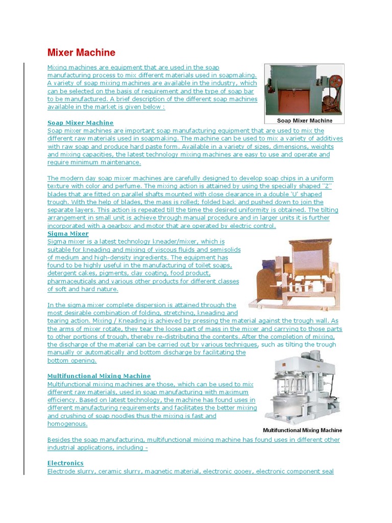 Mixer Machine | PDF | Cosmetics | Topical Medication