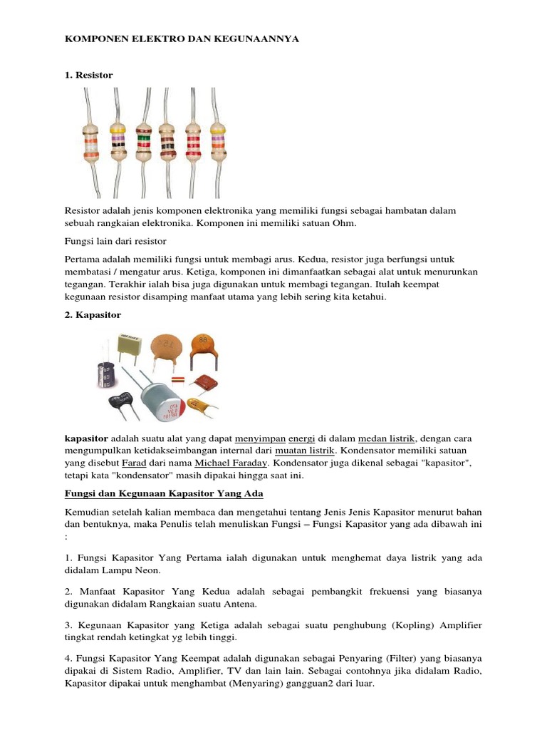 Komponen Elektro dan Fungsinya | PDF