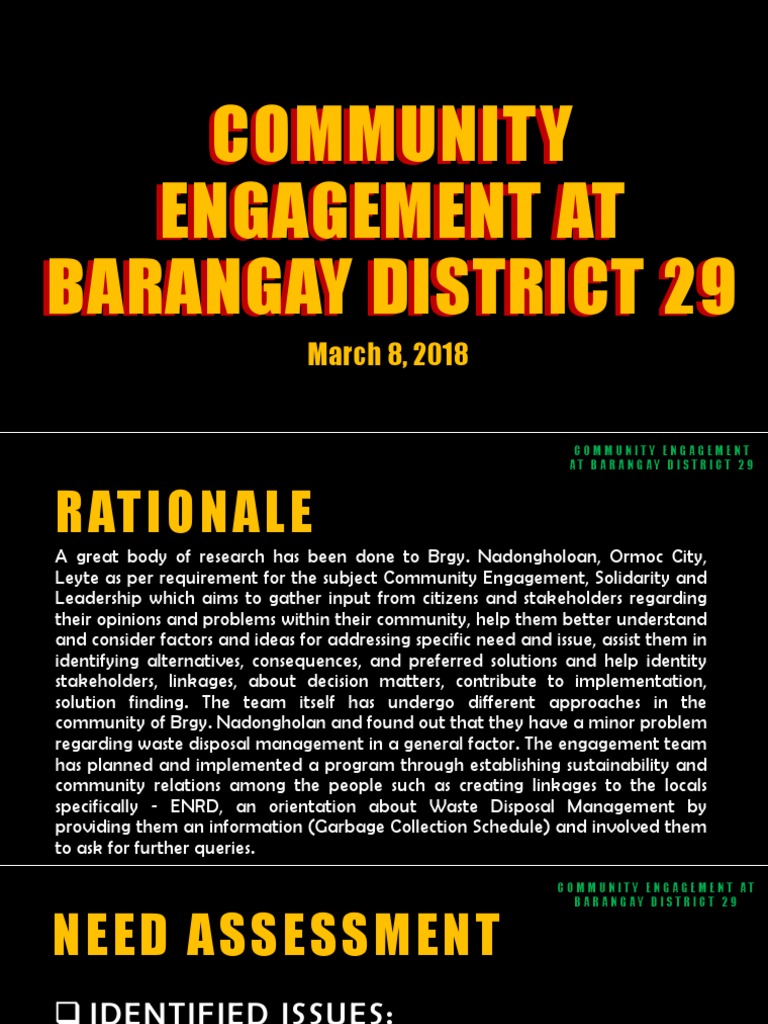 Community Engagement at Barangay District 29 | PDF | Waste Management ...