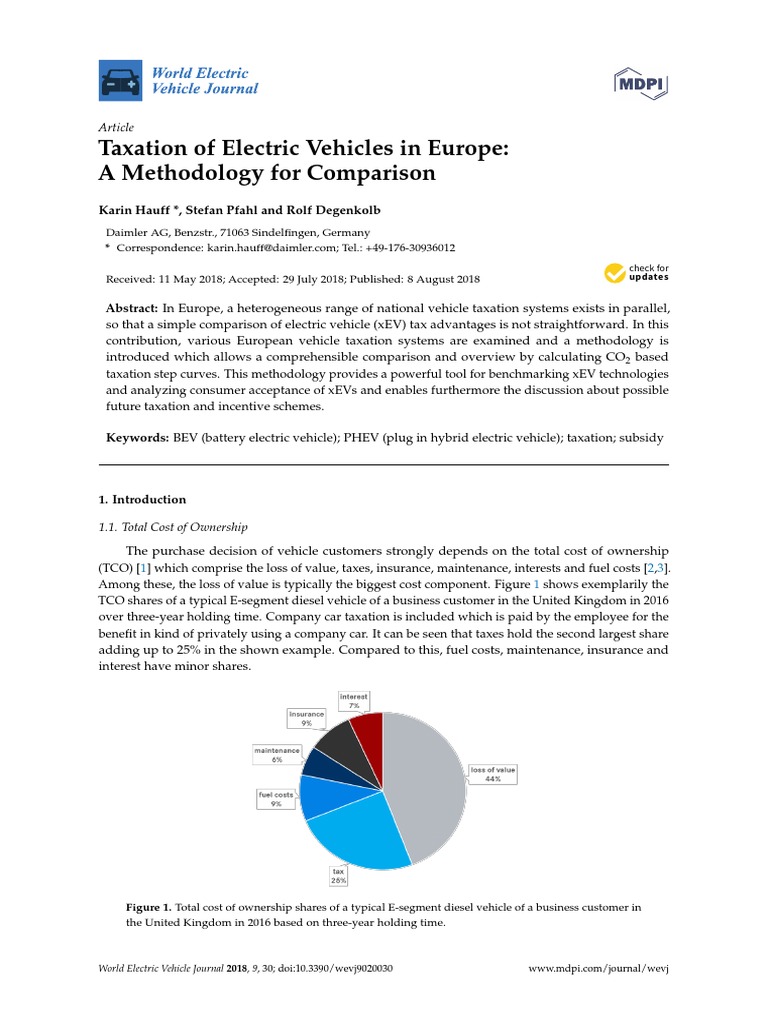 Taxation of Electric Vehicles in Europe: A Methodology For Comparison ...