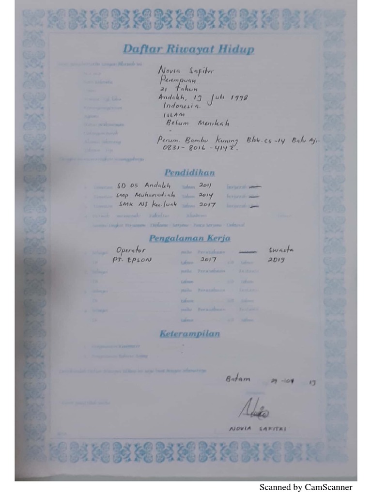 Daftar Riwayat Hidup | PDF