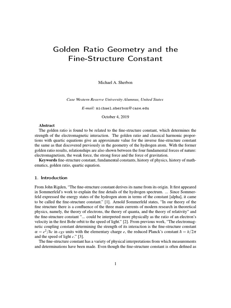 Golden Ratio Geometry and The Fine-Structure Constant2 | PDF ...