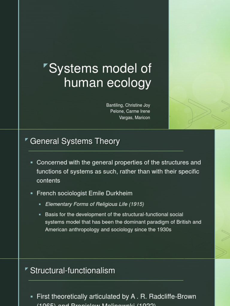 Systems Model in Human Ecology | PDF | Ecology | System