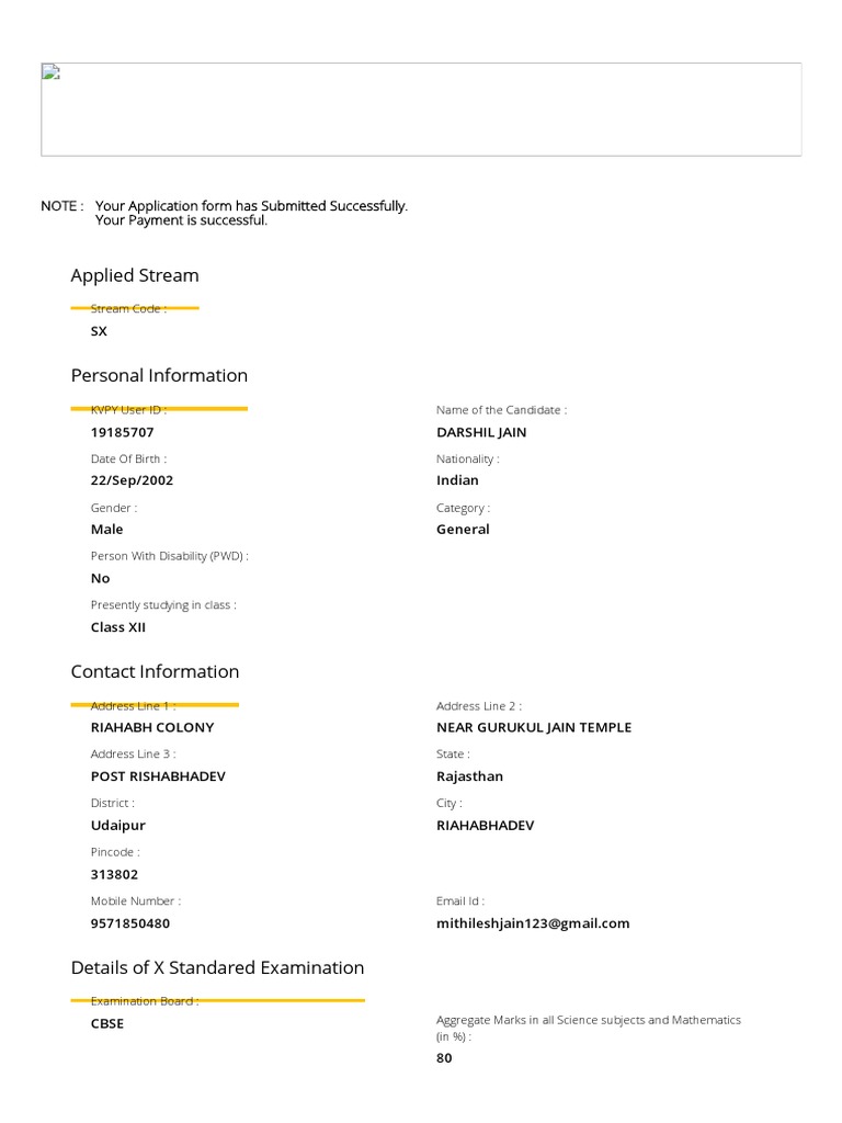 Applied Stream: NOTE: Your Application Form Has Submitted Successfully ...
