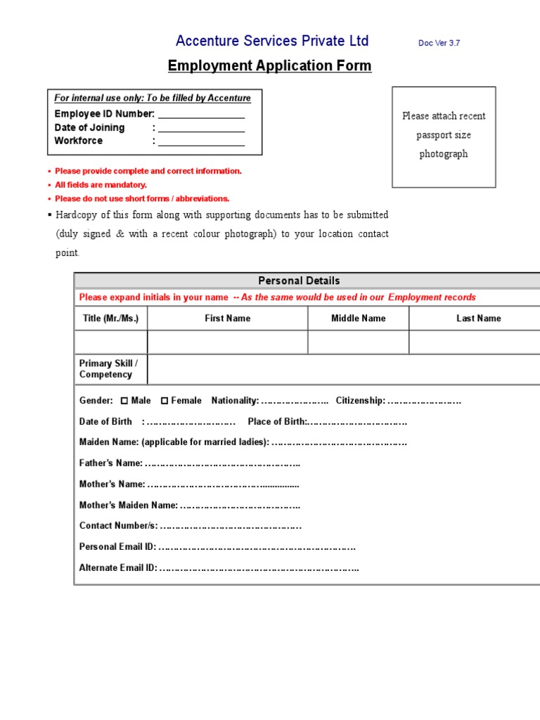 Revised Employment Application Form Ver3.7 | PDF | Government ...