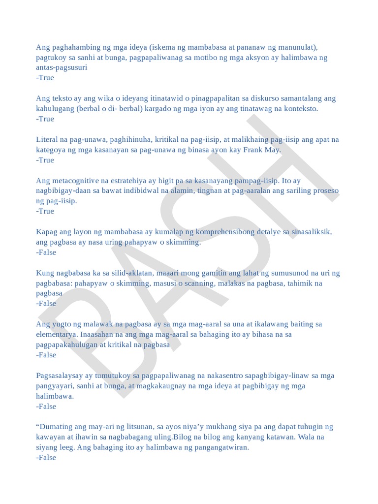 Kritikal Na Pagbasa Prelim 30 - 30 PDF | PDF