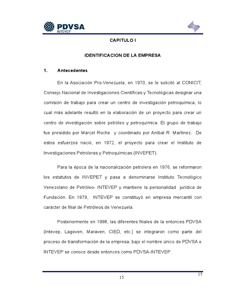 Historia y Misión de PDVSA-INTEVEP | PDF | Petróleo | Economias