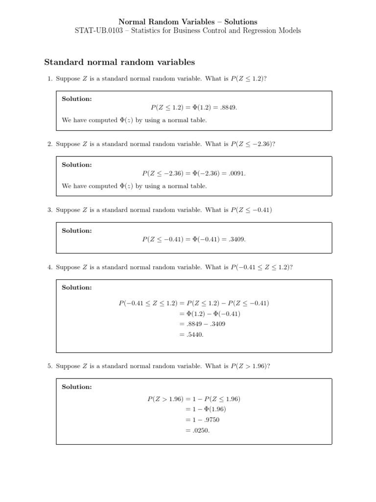 Normal Solution | PDF | Normal Distribution | Standard Deviation