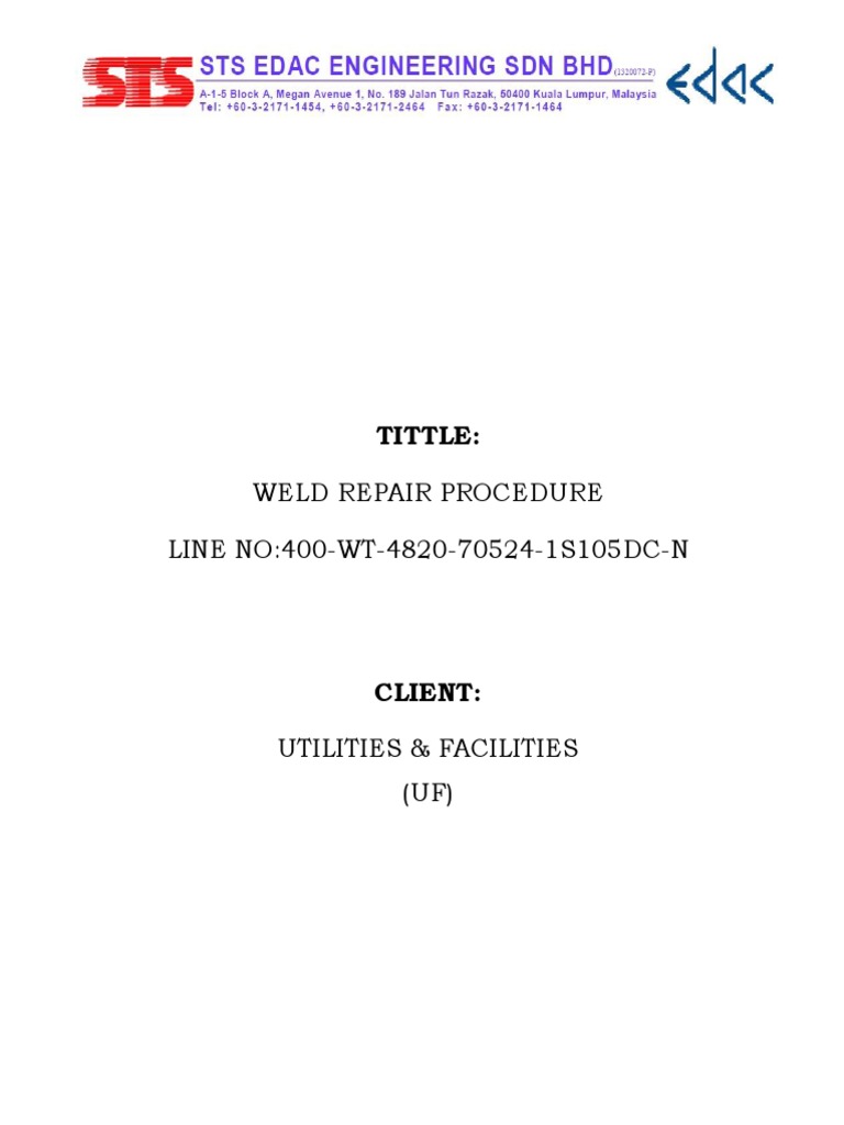 Weld Repair Procedure | PDF | Welding | Construction