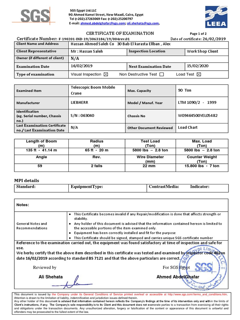 Certificate of Examination Certificate Number:: MPI Details | PDF ...