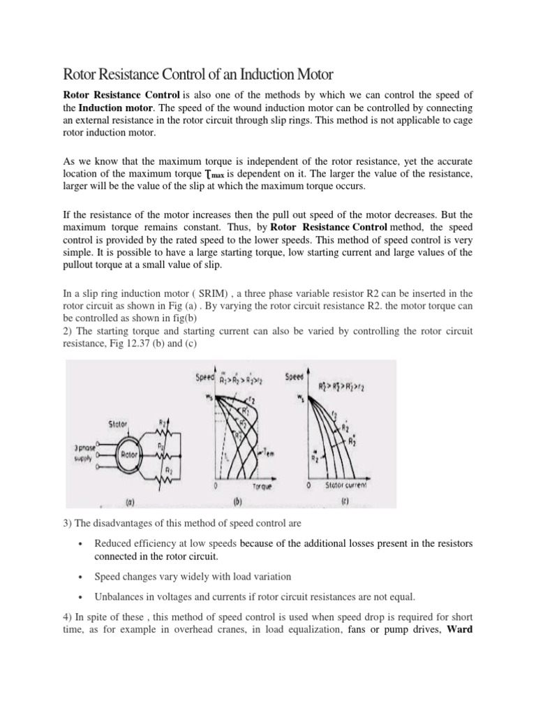 Rotor Resistance Control in Induction Motors | PDF | Electric Motor ...