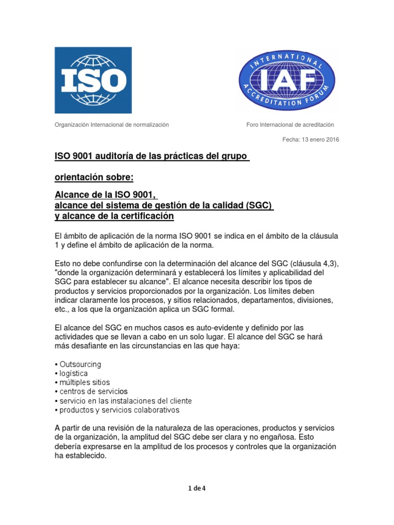 Alcance de la Norma ISO 9001:2015 | PDF | Organización internacional ...