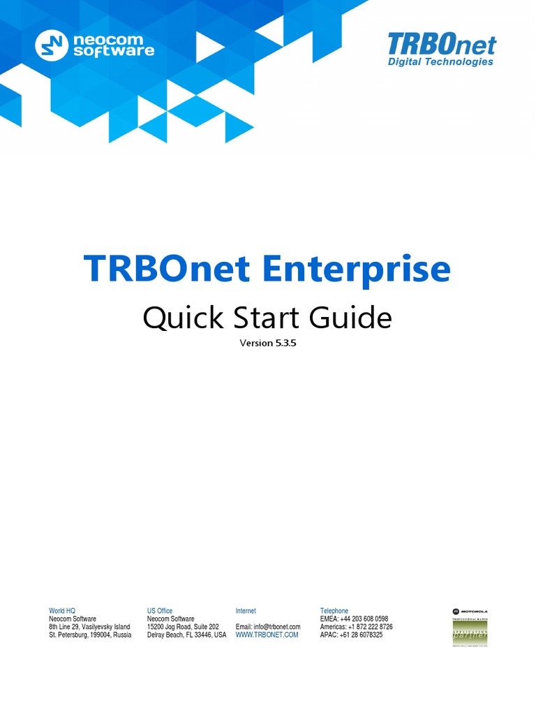 TRBOnet Enterprise Quick Start Guide v5.3.5 | PDF | Command Line Interface | Microsoft Sql Server
