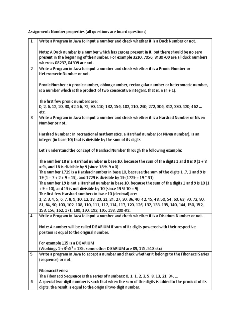 Number Assignment | Download Free PDF | Numbers | Discrete Mathematics