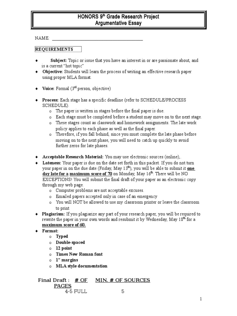 Honors 9 Grade Research Project Argumentative Essay | PDF | Cannabis ...